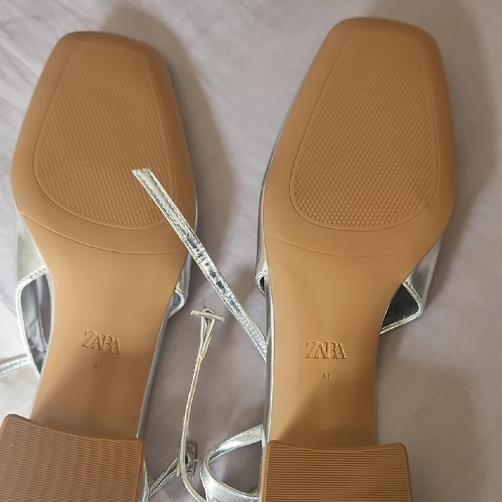 Zara | Shoes | Zara Silver Sandals Minimalist Design | Poshmark